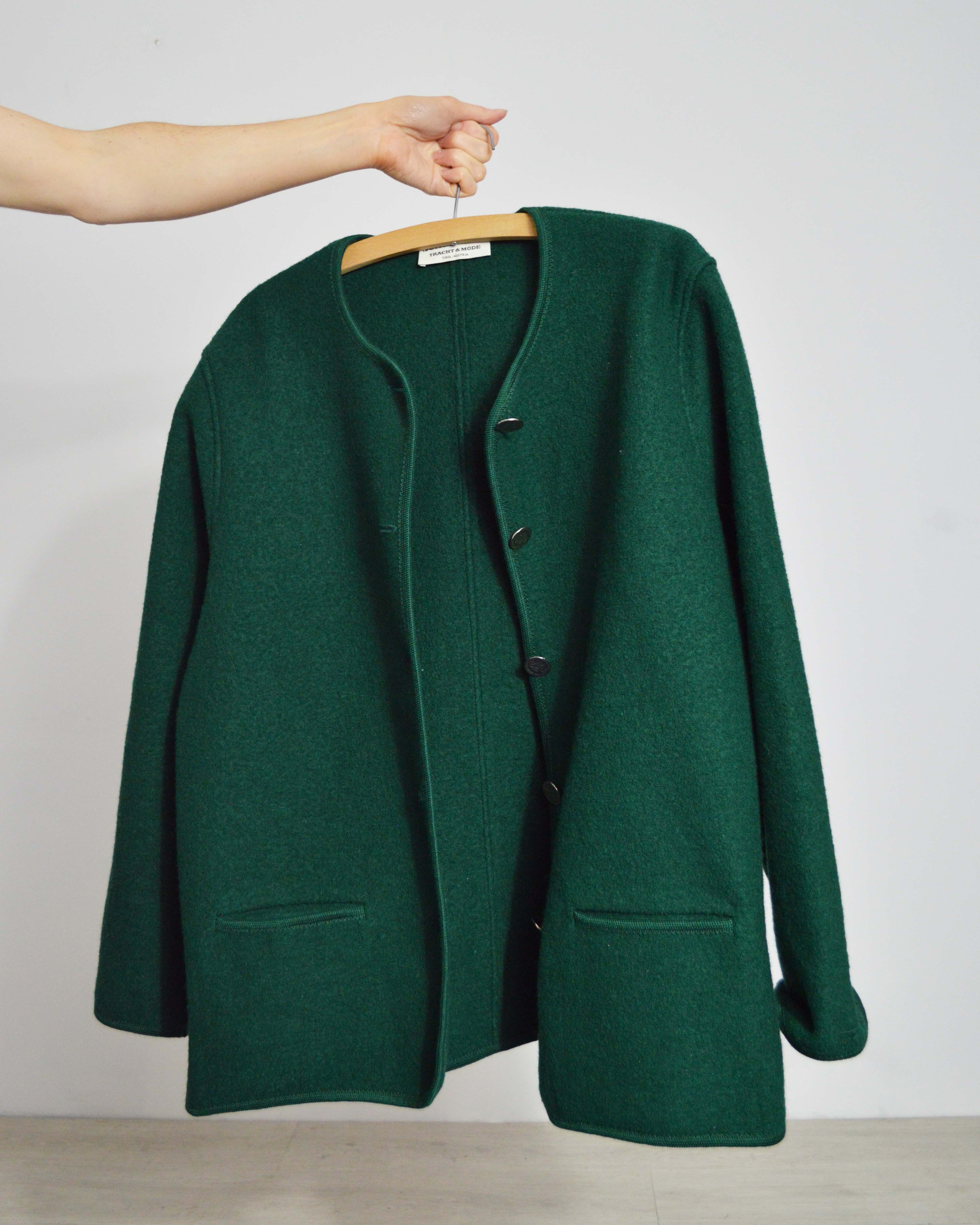 Vintage European Wool V-Neck Jacket Emerald Green – Wolf Clothing ...