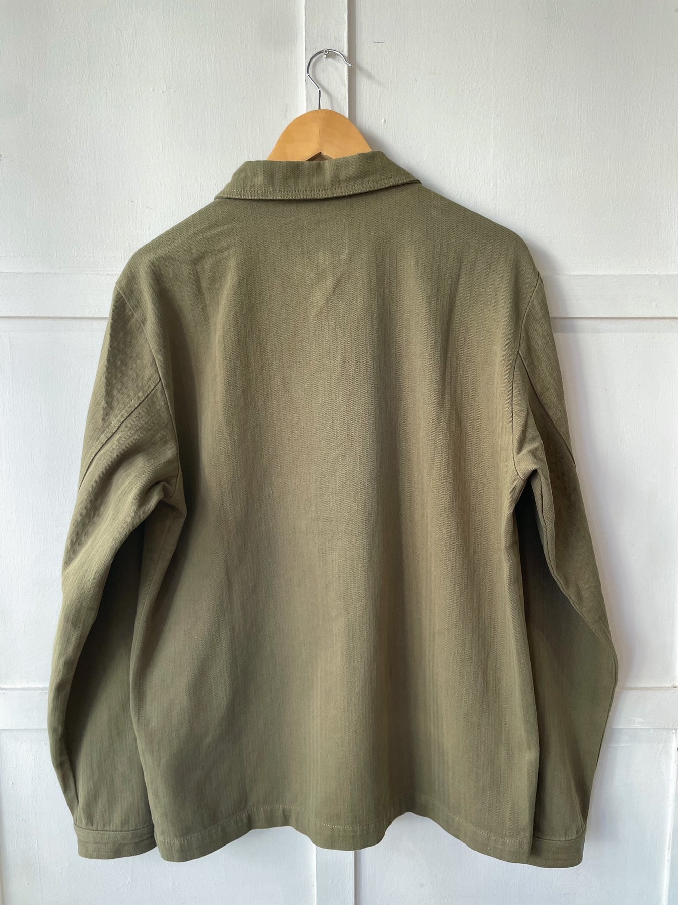 60s Style Herringbone Chore Jacket Army Green – Wolf Clothing ...