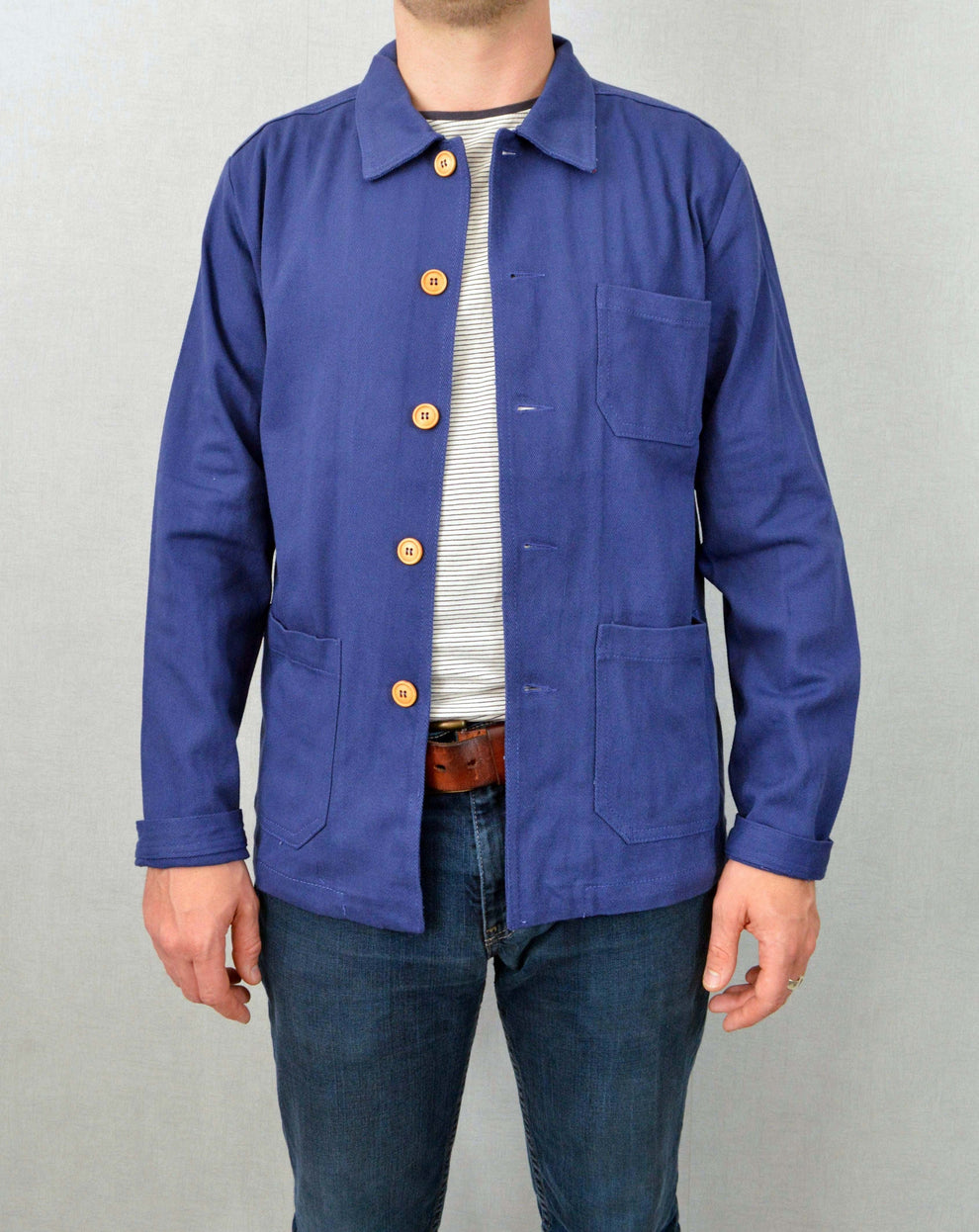 French Chore Jacket Indigo Wooden Buttons – Wolf Clothing Collective Ltd
