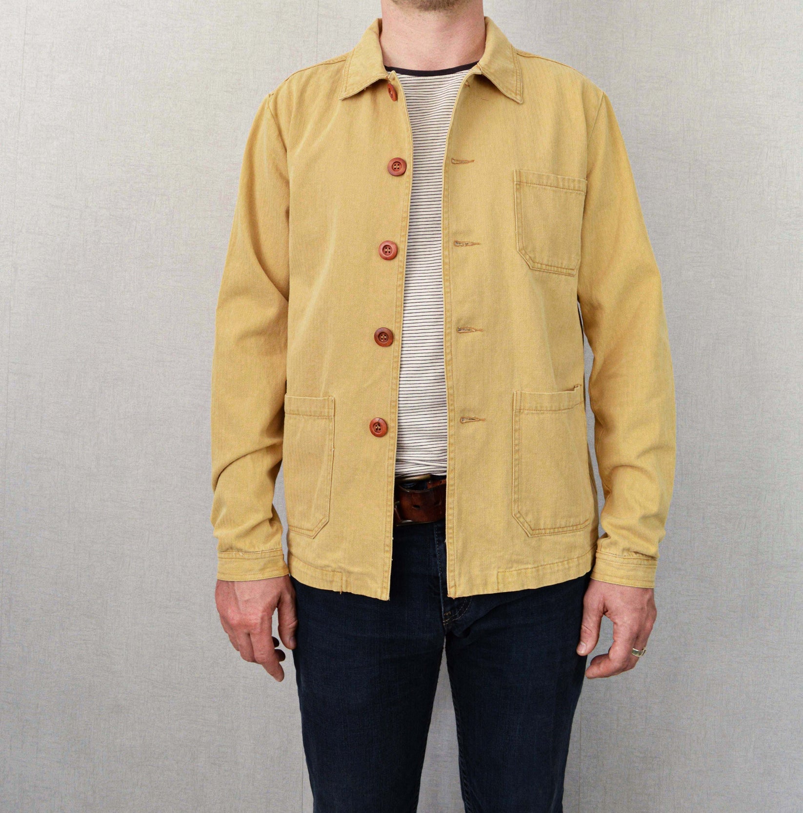 Herringbone French Cotton Twill Chore Jacket Camel – Wolf Clothing ...