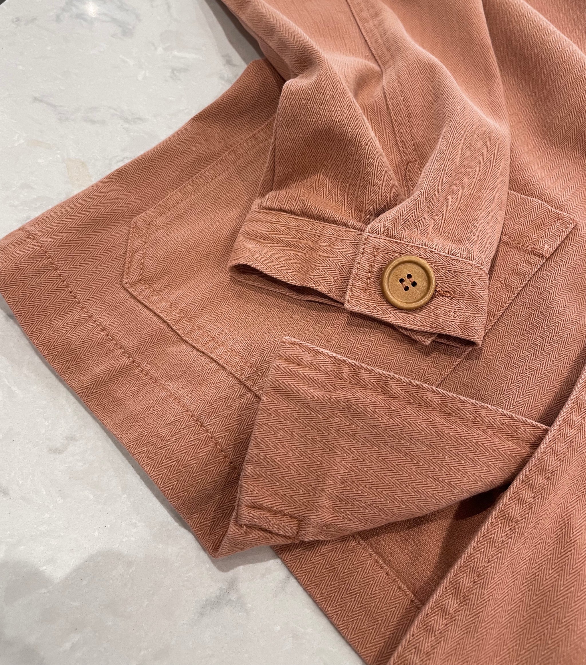 60s Style Herringbone Chore Jacket Terracotta Pink – Wolf Clothing ...